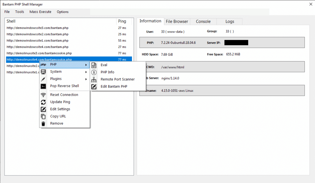 Bantam - Advanced PHP Backdoor Management Tool For Post Exploitation